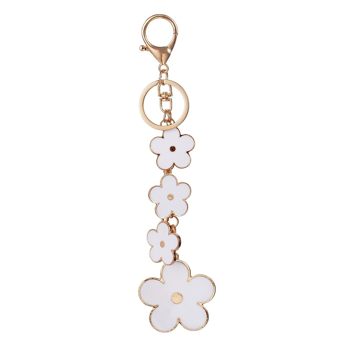Giftale Women's Flower Bag Charms White Enameled Keychain Purse Accessories,#526-1D