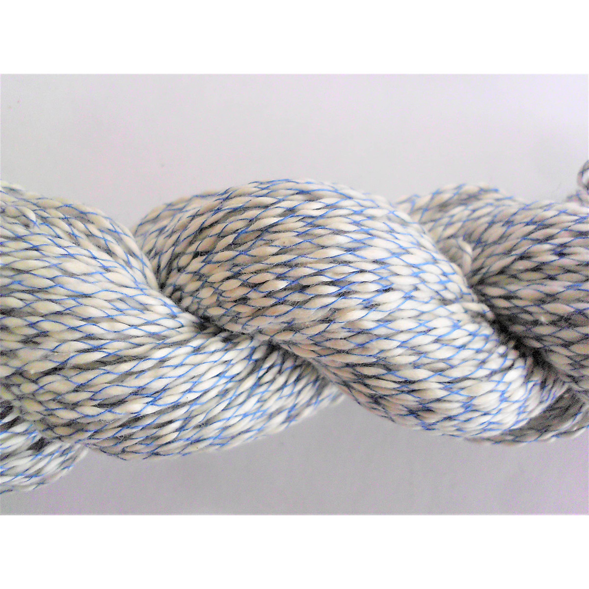 Cream White Softball Cotton with Blue Net Wrap Fancy Ply Knitting Crochet Yarn