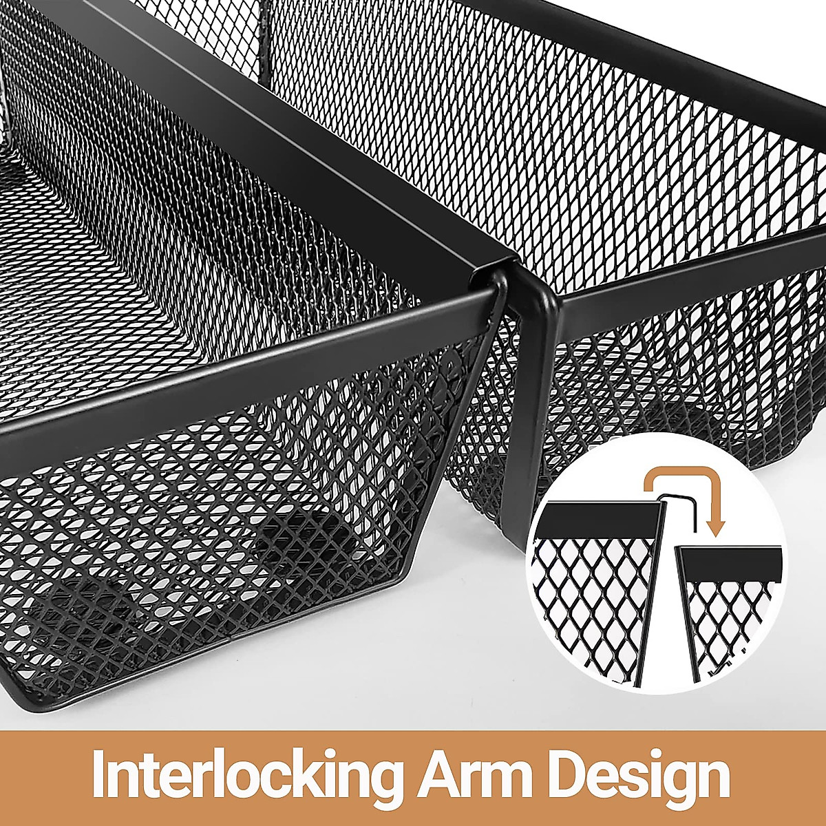 Sisfung Drawer Organizer, Silverware Drawer Organizer for Kitchen, Utensil Mesh Drawer Organizer with Interlocking Arm for Flatware, Knives, Pen, Cosmetic (9 * 3 * 2 inch, 6-Pack)