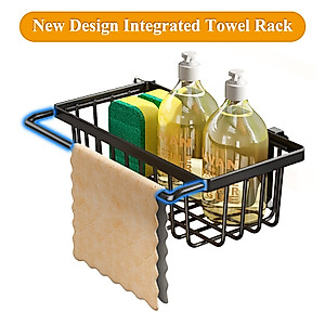 SAYZH Over The Sink Dish Drying Rack, Dish Drying Rack Auto-Drain Expandable (19.9 to 34 inch) 2-Tier Kitchen Counter Dish Drainer Rack with Metal Steel Utensil Cup Holder Sink Caddy, Black