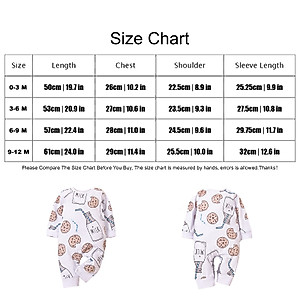 Aiabaleaft Baby One Piece Romper Bodysuit Jumpsuit Long Sleeve MilkCookies Bodysuit 0-12M White, 0-3 Months