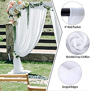 Wish Care White Sheer Curtain for Party Backdrop, 5ft x 7ft Wrinkle-Free Chiffon Backdrop Curtain White Arch Drapes for Wedding Birthday Party Decorations