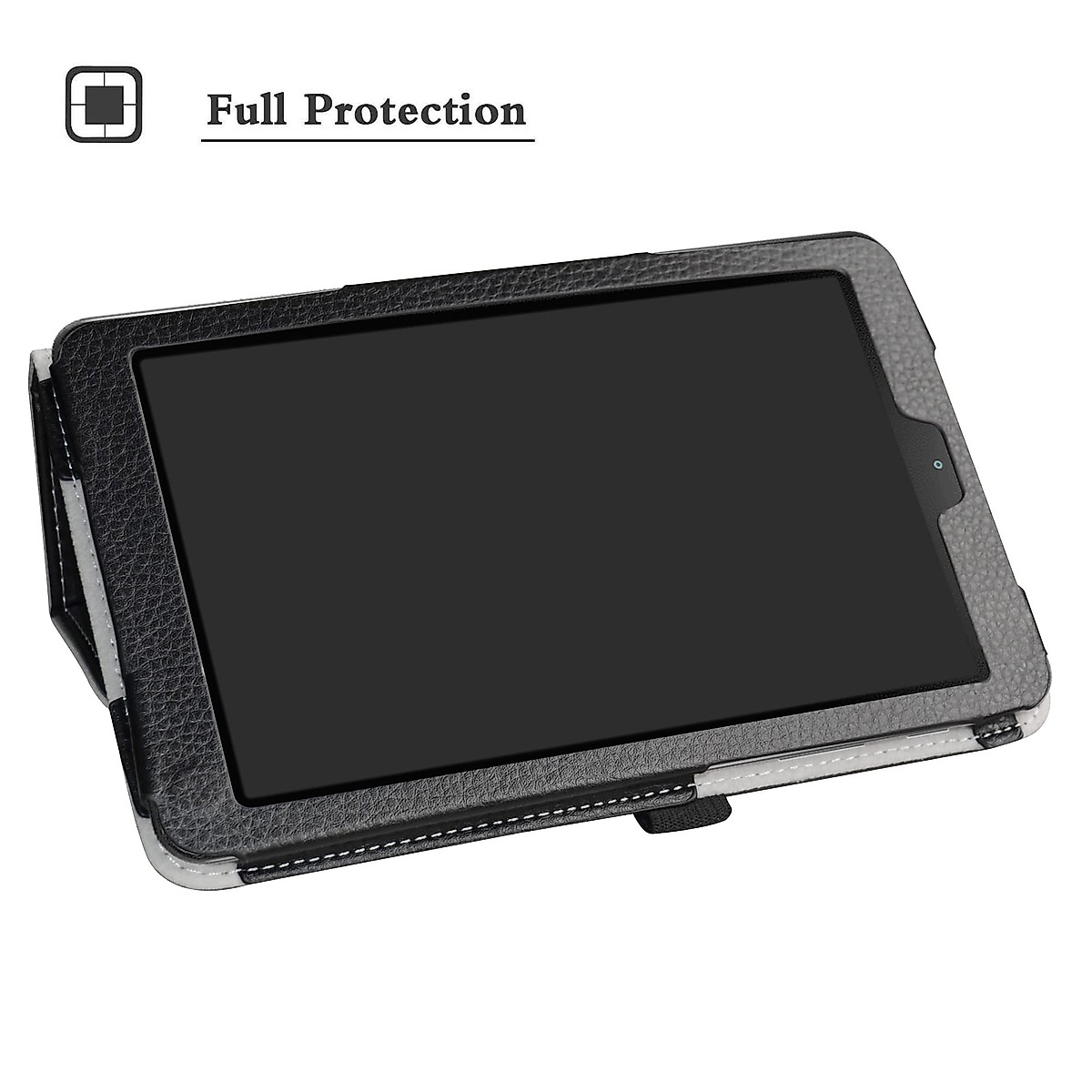 Galaxy Tab A 8.0 2018 Case,Bige PU Leather Folio 2-Folding Stand Cover for Samsung Galaxy Tab A 8.0 2018 Model SM-T387 Verizon/Sprint Tablet (Not fit Tab 8.0 T380 and Other Older Model),Black