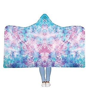 uideazone 80" W x 60" H Wearable Hooded Blanket Beautiful Geometric Super Soft Digital Print Hooded Throw Wrap Premium Fleece Warm Throw Blanket Hooded Cloak for Adults