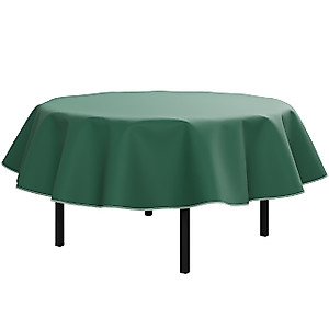 Exquisite Green Vinyl Tablecloths - 70 in. Round - Pack of 3 Round Tablecloth - Green Flannel Backed Vinyl Tablecloths for Round Tables - Plastic Table Cloths with Flannel Backing - Waterproof