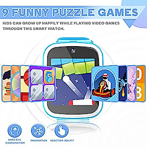 Ziegoal Kids Smart Watch for 3-12 Year Old Boys Toddler HD Dual Camera Multifunction Touch Screen Smartwatch with Game Educational Toys Birthday for Boys Age 4 5 6 7 8 9