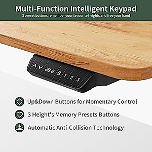 FEZIBO Standing Desk with Drawer, Adjustable Height Electric Stand up Desk, 55 x 24 Inches Sit Stand Home Office Desk, Ergonomic Workstation Grey Steel Frame/Light Rustic Brown Tabletop