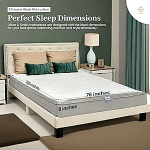 King Size Mattress - 8 Inch Cool Comfort Foam & Spring Hybrid Mattress with Breathable Organic Cotton Cover - Quilted Soft Tight Top - Rolled in a Box - Oliver & Smith