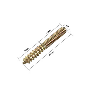 uxcell M4 Hanger Bolts Length 1-1/8"(30mm) Double Headed Bolts Self-Tapping Screw 4mm Wood Joint Furniture Legs 20pcs