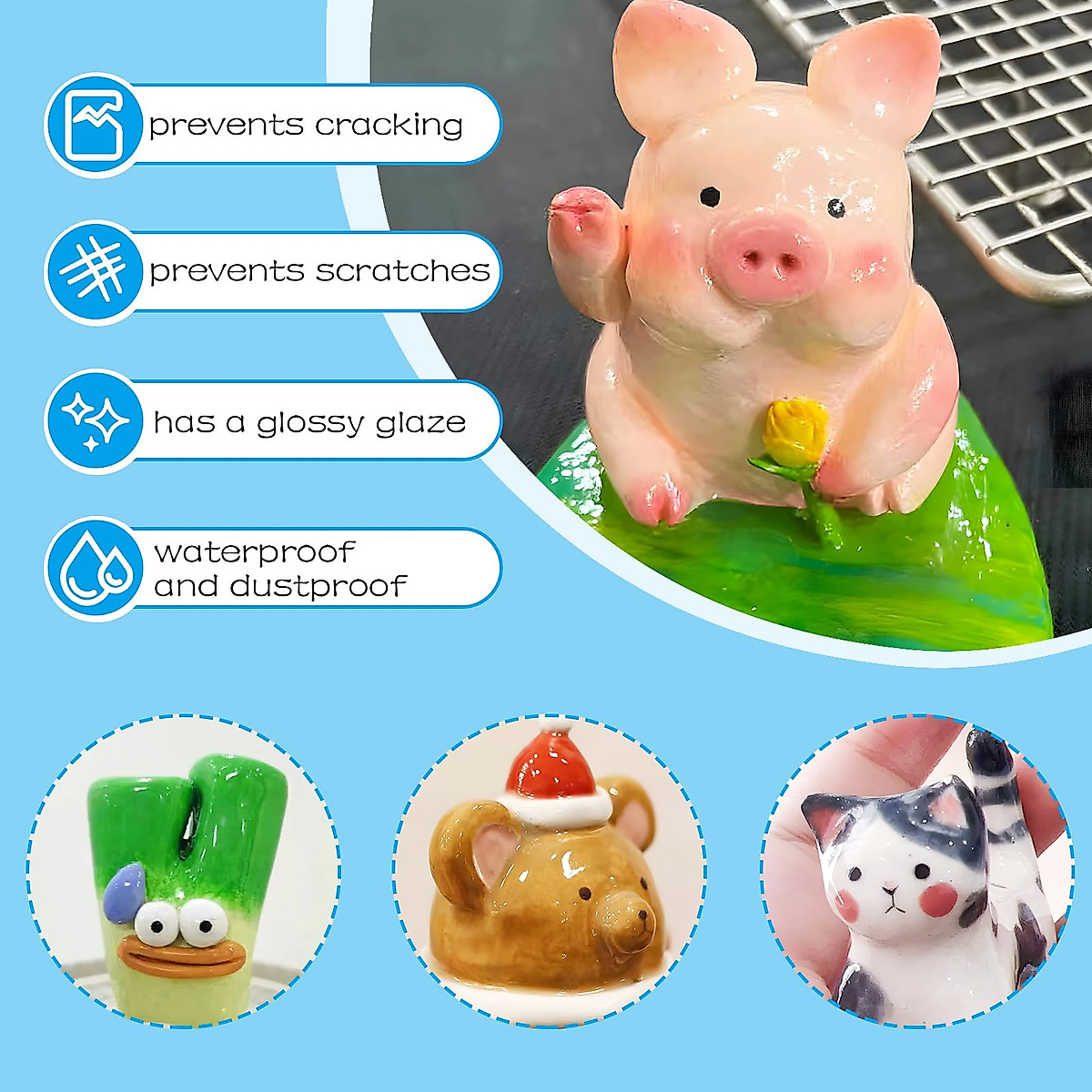 50ml Air Dry Clay Varnish，Air Dry Clay Sealant for Airdry Clay，Air Dry Clay Glaze Can Not Only Used to Prevent Clay Cracking, Scratches, and Wear,It Can Also Having a Glossy Glaze Effect (Gloss)