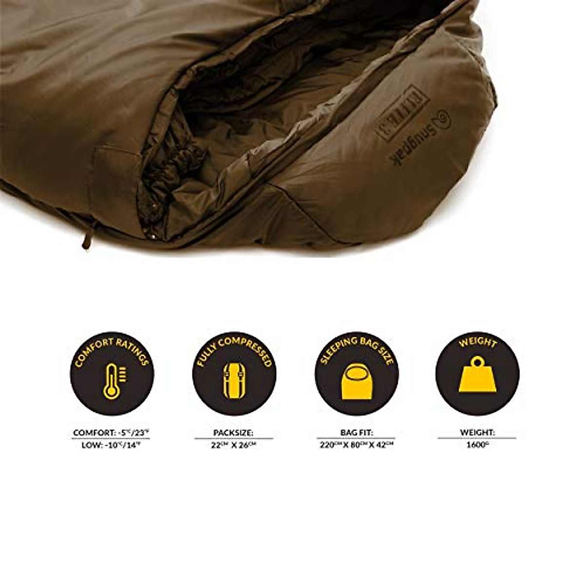 Snugpak Softie Elite 3 Sleeping Bag, 23 Degree, Expanda Panel System for Extra Space, Coyote