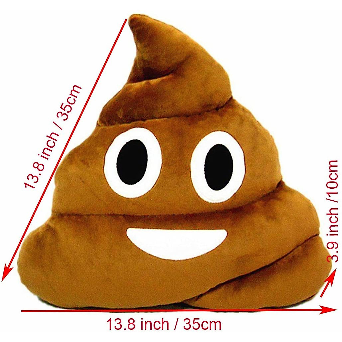 HongMall Cute Plush Poop Pillow Cushion Toy Throw Pillows Gift for Friends, Kids and Dogs, 13.8x13.8 Inch (Brown)