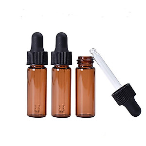 Furnido Amber Dropper Bottle,1 Dram (4ml) 15 Pack,Glass Eye Dropper Refillable Essential Oil Vials Perfume Sample Test Bottle With Pure Dropper Tubes&Black Screw Cap Travel Cosmetic Container