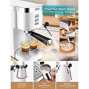 Gevi Coffee Servers 20 Bar High Pressure Espresso Machines, Expresso Coffee Machine with Milk Frother for Espresso, Latte Macchiato, Cuppuccino,1.2L Water Tank, 1350W
