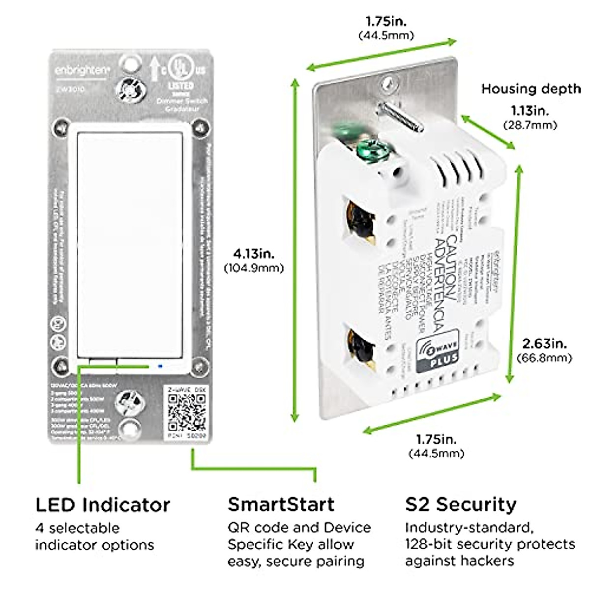 Enbrighten Z-Wave Smart Rocker Light Dimmer with QuickFit and SimpleWire, 3-Way Ready, Works with Alexa, Google Assistant, ZWave Hub Required, Repeater/Range Extender, White & Light Almond, 46203