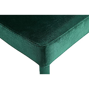 Iconic Home Leverett Dining Chair Upholstered Oval Back Armless Design Velvet Wrapped Wood Gold Tone Metal Tipped Legs (Set of 2) Modern Contemporary, Green