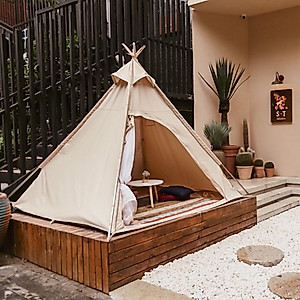 Three-Season Cotton Canvas Adult Camping Indian Tipi Pyramid Tent for 2 Person