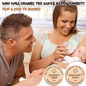 New Parent Gift Funny Decision Coin Double-Sided Decision Flip Coin Wooden Decision Making Coin with Gift Box Mom Dad Baby Shower Gifts Christmas Birthday Present