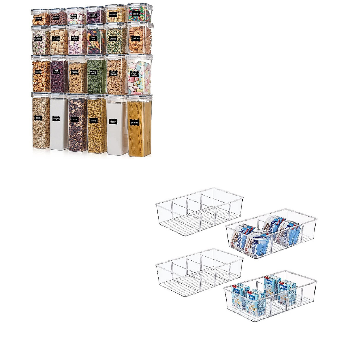 Vtopmart 24pcs Airtight Food Storage Containers with Lids and 4 Pack Pantry Organization and Storage