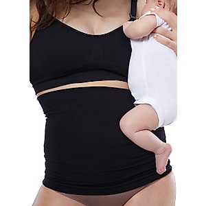 Ingrid & Isabel Basics Afterband - Postpartum Belly Band – After Birth & Post Surgery Compression Wrap for Abdominal Support and Recovery - Black (S/M)