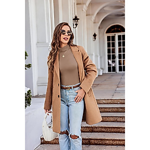 Ekouaer Women's Turtleneck Long Sleeve Shirts Lightweight Base Layer Solid Slim Fit Tops Brown S