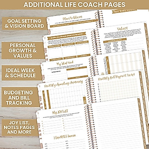 bloom daily planners UNDATED Calendar Year Day Planner - Passion/Goal Organizer - Start Anytime Monthly/Weekly Agenda Book with Tabs (January to December) - 5.5" x 8.25" - Tan Leopard