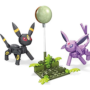 MEGA Pokémon Action Figure Building Toys, Umbreon & Espeon With 122 Pieces, 2 Poseable Characters, 4 Inches Tall, Gift Idea For Kids