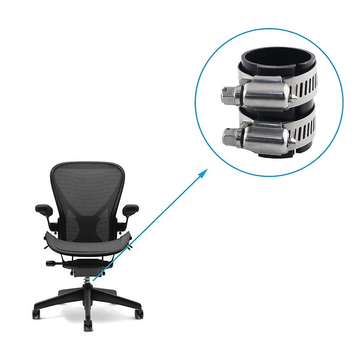 WHYHKJ 6PCS Home Office Desk Chairs Fixing a Sinking Office Chair Cylinder Alternatives Gas Lift with 12PCS Stainless Steel Hose Clamps