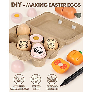 Lehoo Castle Wooden Play Food Sets for Kids Kitchen, Food Toys for Toddlers 3+ Year Old, with Shopping Bag, Pretend Food Play Kitchen Cutting Fruits Vegetables Toys, Gift for Boys Girls