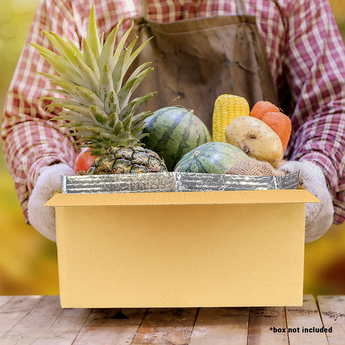 ABC 5 Pack Double Layer Foil Insulated Box Liners 12 x 12 x 5.5 inches. Fits USPS Large Flat Rate Box (12" x 12" x 5.5") Silver Shipping Boxes for Frozen Food, Odorless Insulated Containers.