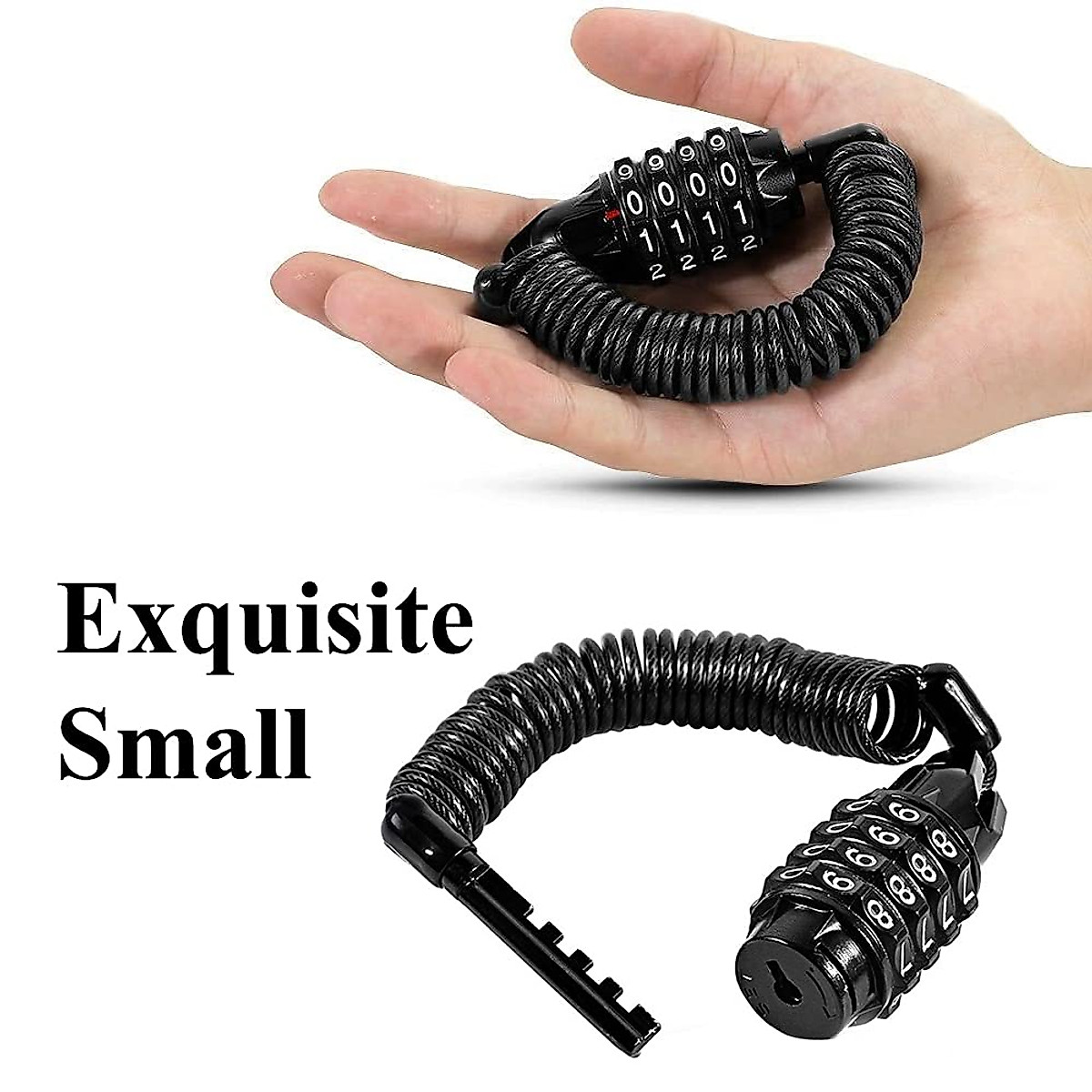 4-Digit Resettable Security Bicycle Lock Chain Bike Lock Cable Bicycle Accessories for E-Bike Mountain Bike Outdoor Ski Gate Accessories