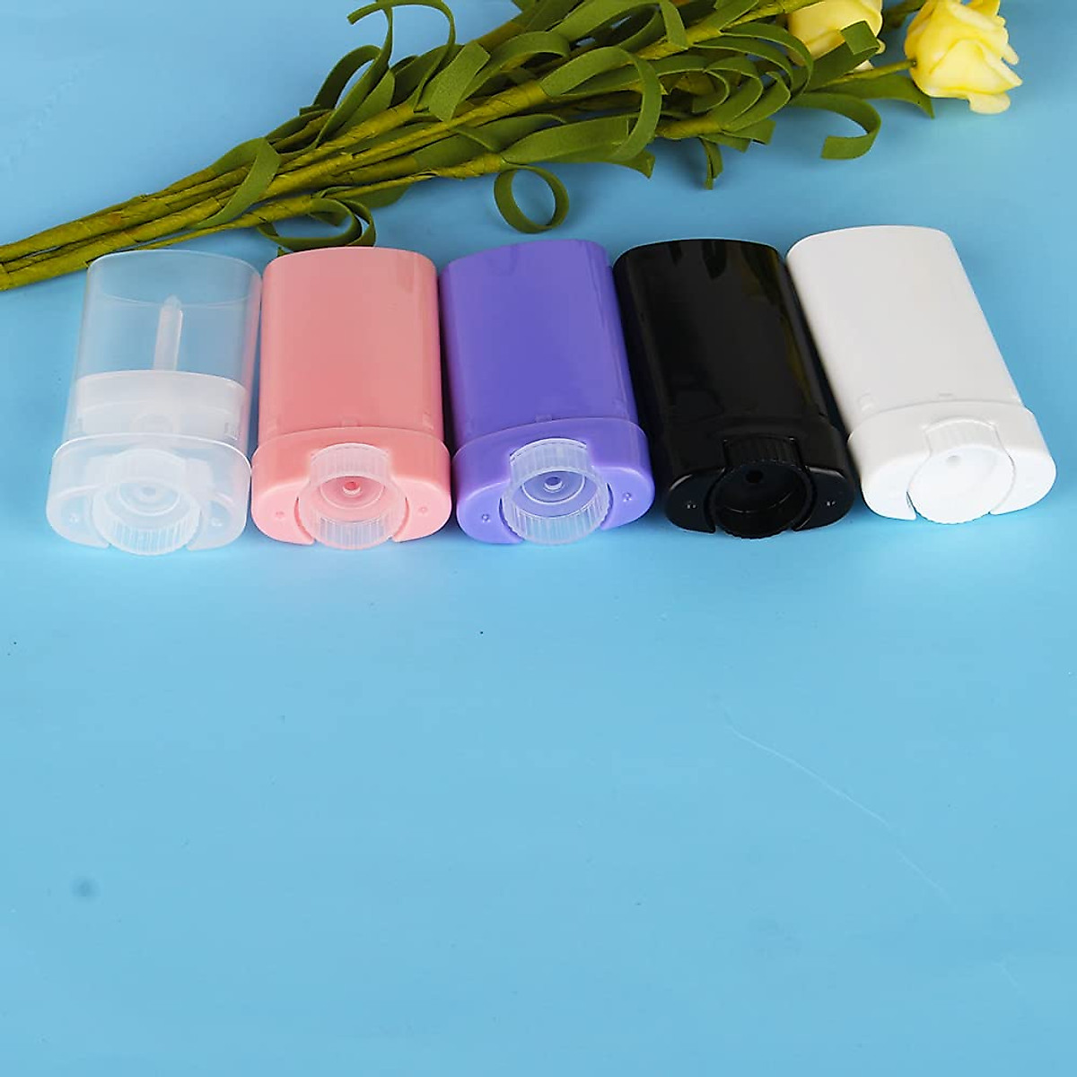 COSIDEA 25 PCS plastic empty 15g black oval shape lip balm tube deodorant containers 0.5oz lipstick tube small wax packing container