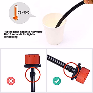 Kalolary 100Pcs 1/4Inch Adjustable Micro Drip Irrigation System Watering Sprinklers Anti-Clogging Emitter Dripper Garden Supplies(Red)