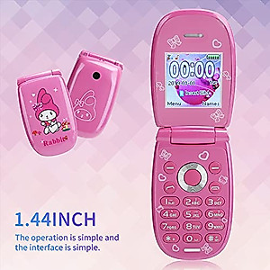 Dpofirs Portable Cute Flip Mobile Phone, Smallest Mobile Phone Toy for Kids Toddlers Students, 1.44in Mini Cell Phone, Mini Phone Gifts for Kids(Pink)