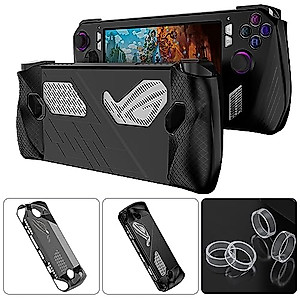 2 Pack TPU Transparent Case and Silicone Case for ASUS ROG Ally Handheld, ROG Ally Accessories Protective Cover and Joystick Protector