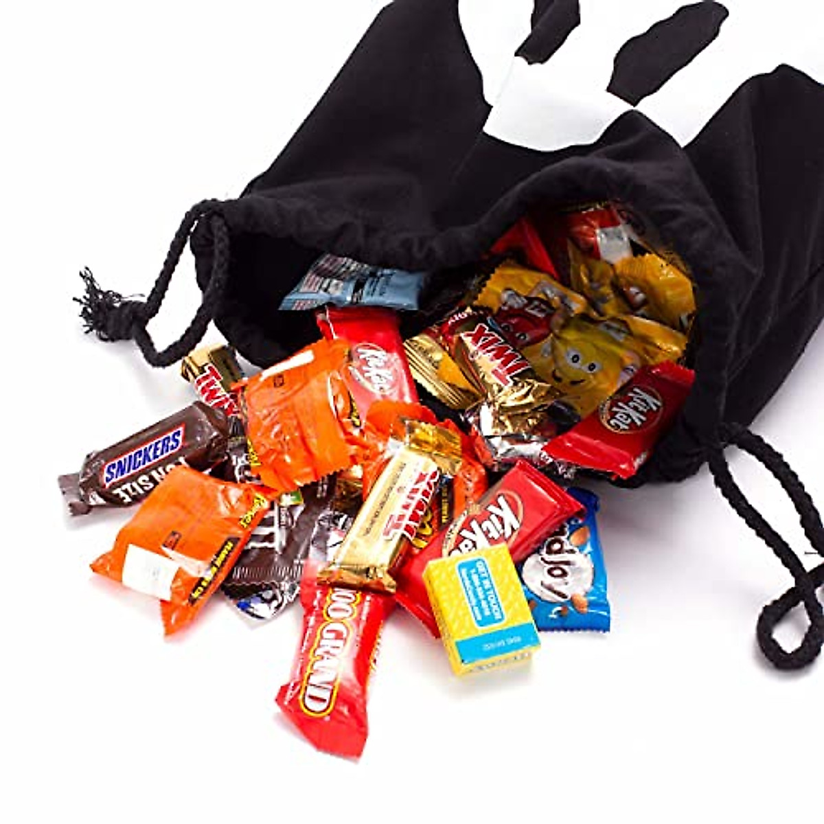 Halloween Trick or Treat Candy Bag | Washable Canvas Tote Bag | Drawstring Bag for Halloween Candy | Ghost
