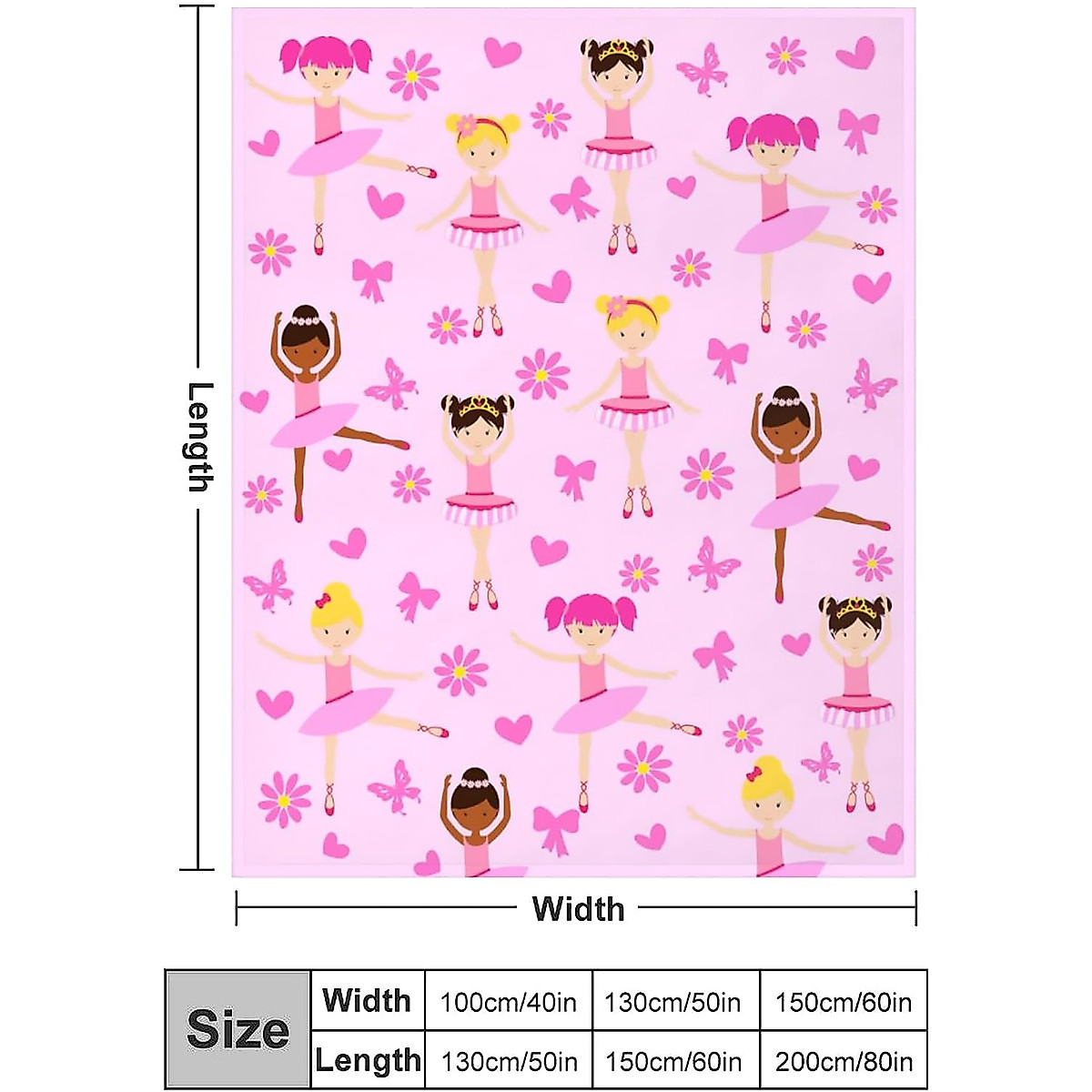 Cute Girl Ballerina Blanket Super Soft Warm Flannel Throw Blankets Dance Blankets for Sofa Couch Bed Decoration Girls Adult All Season Gifts 50"x40"