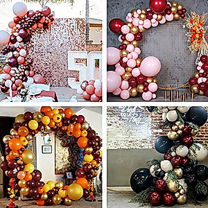 RUBFAC Burgundy Maroon Balloons Latex Party Balloons, 100pcs 12 Inches Wine Red Balloons for Party Decoration Valentine's Day, Birthday, Wedding, Baby Shower, Bride Party Decoration (with Red Ribbon)