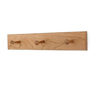 Solid Cherry Shaker Peg Racks (Natural, 18" x 3.5" with 3 pegs)