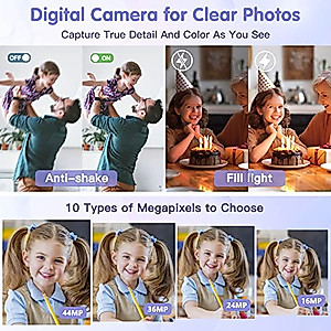 Newest Digital Camera, 1080P Digital Camera for Kids with 32GB Card Anti-Shake, Portable Point and Shoot Camera Fill Flash 16X Zoom, Small Camera