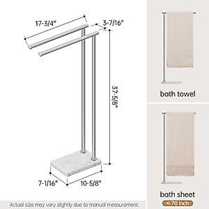 KES Free Standing Towel Racks for Bathroom, 2-Tier Towel Stand for Bathroom Floor with Weighted Natural Marble Base 3X Thicker, 18/8 Stainless Steel, Brushed Finish, BTH235-2