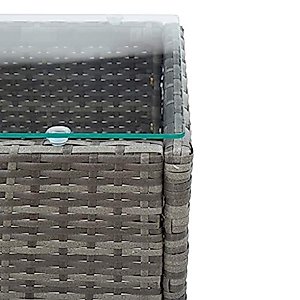 Higsose Coffee Table Gray 23.6"X15.7"X14.2" Poly Rattan，Dining Table，Living Room Tables，Pedestal Coffee Table，Tiny Coffee Table，Bar Table，Coffee Tables for Living Room