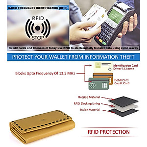 Mou Meraki Women RFID Blocking Real Leather Bifold Wallets For Women-Shield Against Identity Theft (Multicoloured)