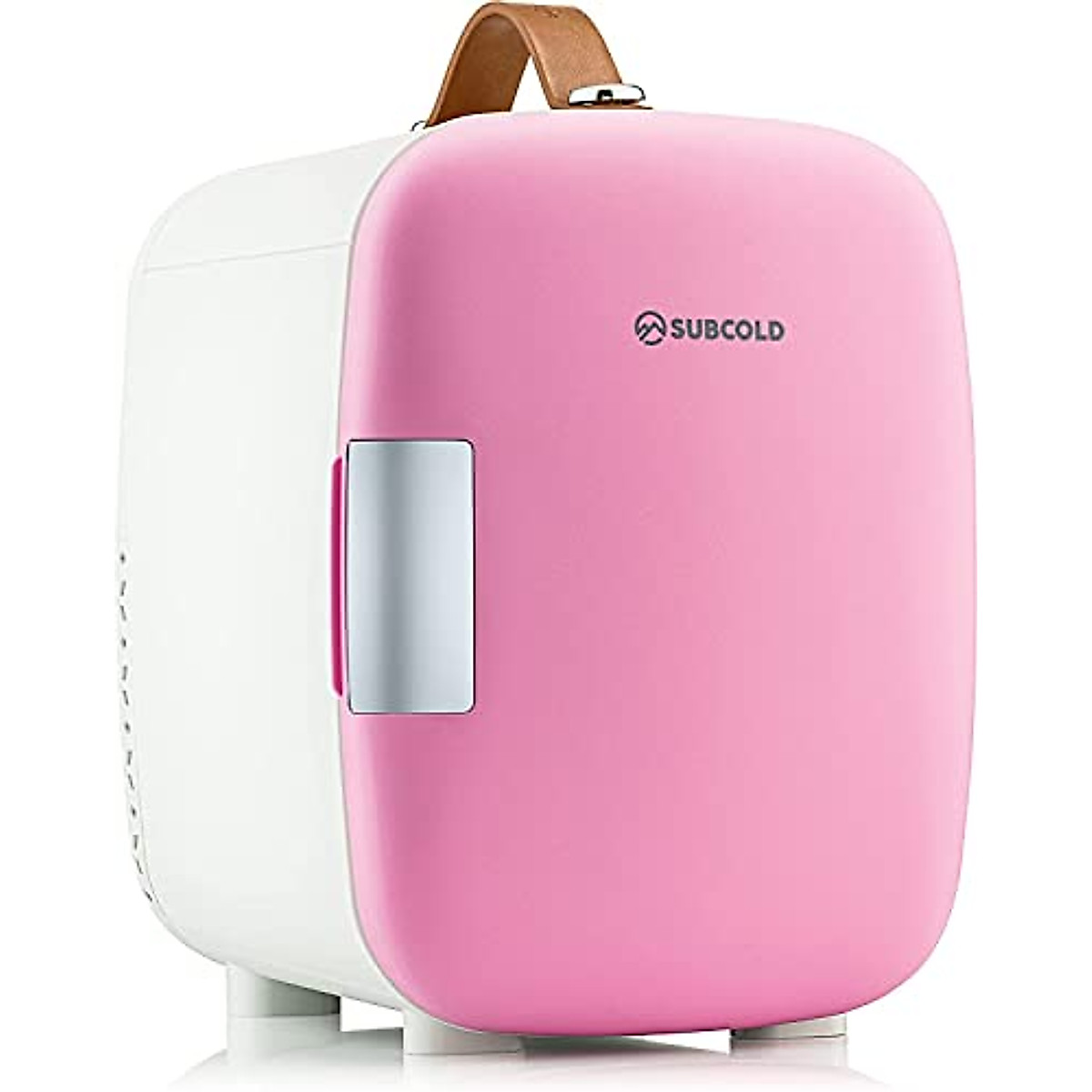 Subcold Pro4 Luxury Mini Fridge Cooler 4 Litre / 6 Cans AC & Exclusive USB ECO Power Option | Portable Small Refrigerator For The Office, Bedroom, Car, Travel, Skincare & Cosmetic (Pink)