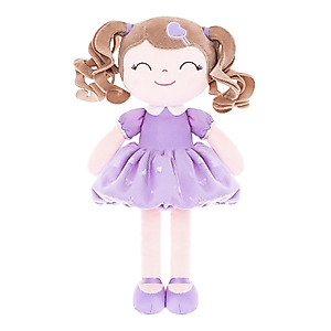 Gloveleya Baby Doll Gifts Plush Curly Girl Toys with Love 16" Purple Light Skin