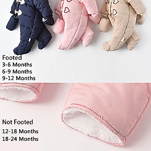 Simplee kids Baby Infant Boys Girls Snowsuit Winter Hooded Footed Warm Jumpsuit Outerwear with Gloves for 9-12 Months