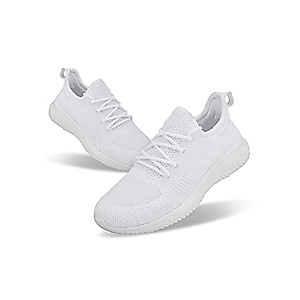Flysocks Slip On Sneakers for Women-Fashion Sneakers Walking Shoes Non Slip Lightweight Breathable Mesh Running Shoes Comfortable All White 9