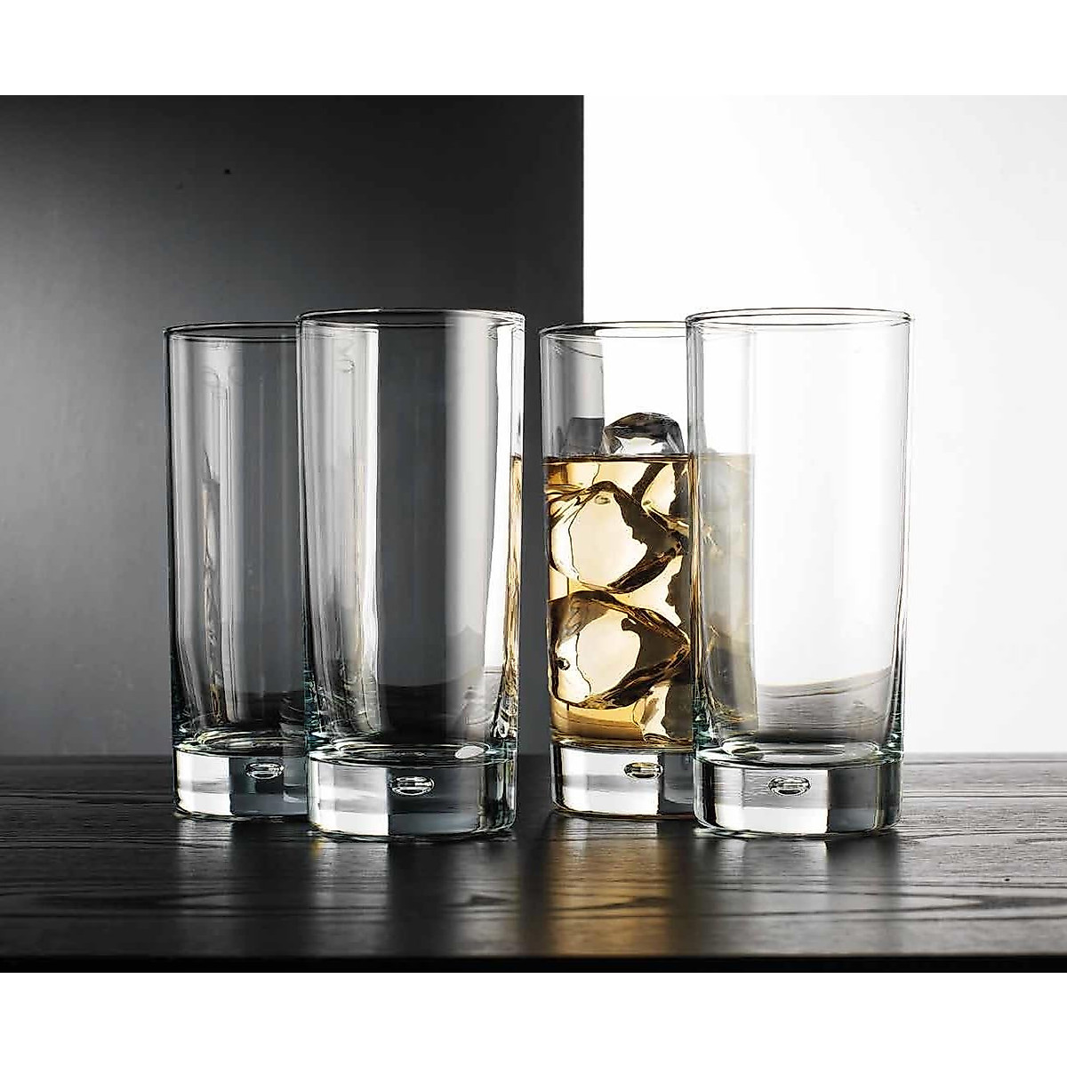 Highball Glasses Set Of 4, Tall Drinking Glasses 18oz Home Essentials & Beyond Beverage Water Glass Cups for Water, Juice, Cocktails. Bar Glasses. Dishwasher Safe.