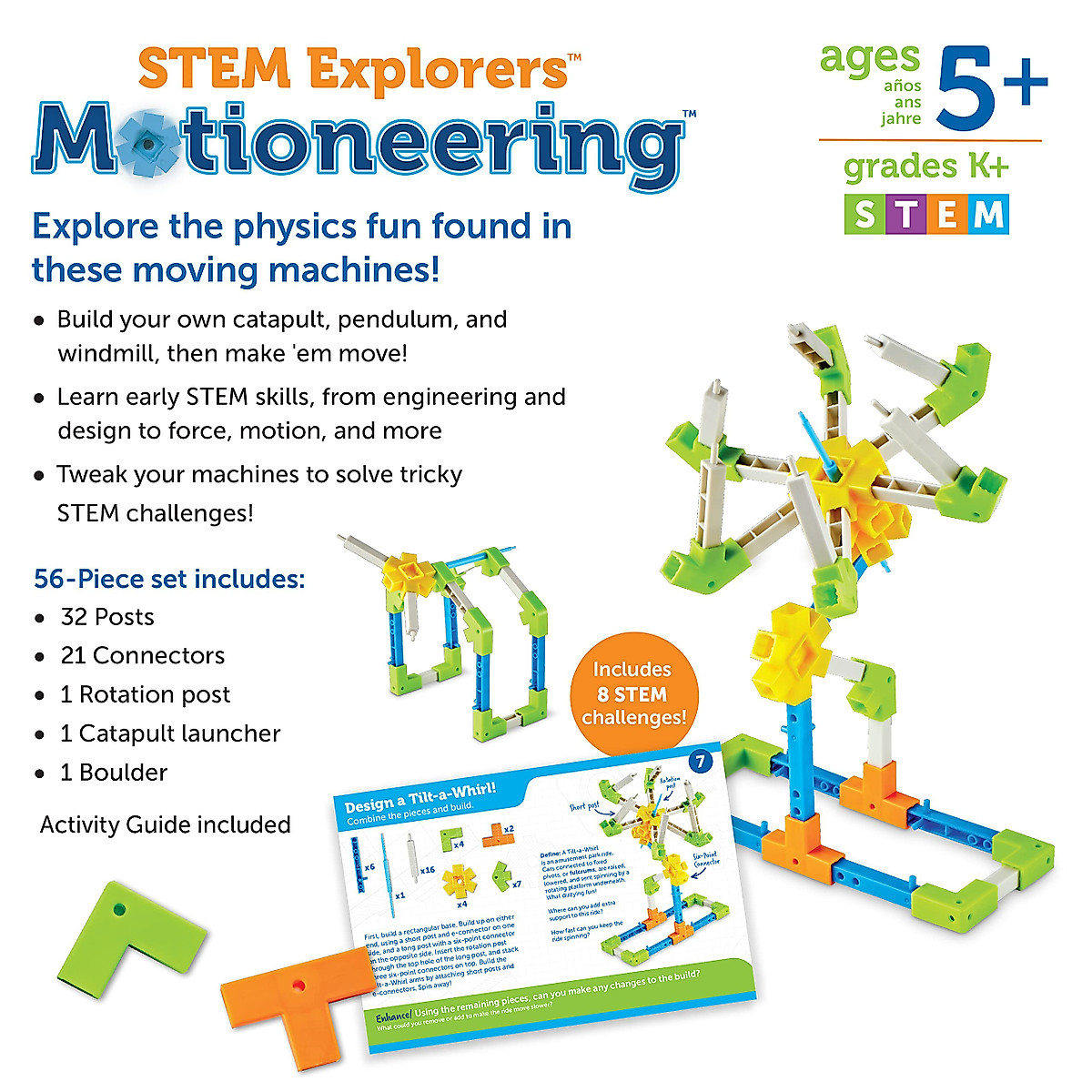 Learning Resources STEM Explorers Motioneering - 56 Pieces, Ages 5+STEM Toys for Kids, Brain Teaser Toys and Games, Kindergarten Games