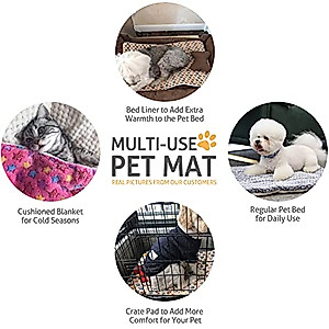 Mora Pets Ultra Soft Pet Bed Washable Dog Bed Crate Mat for Large Medium Small Dogs Reversible Fleece Dog Crate Kennel Pad Cat Pet Bed Liner 23 x 18 inch Dark Blue